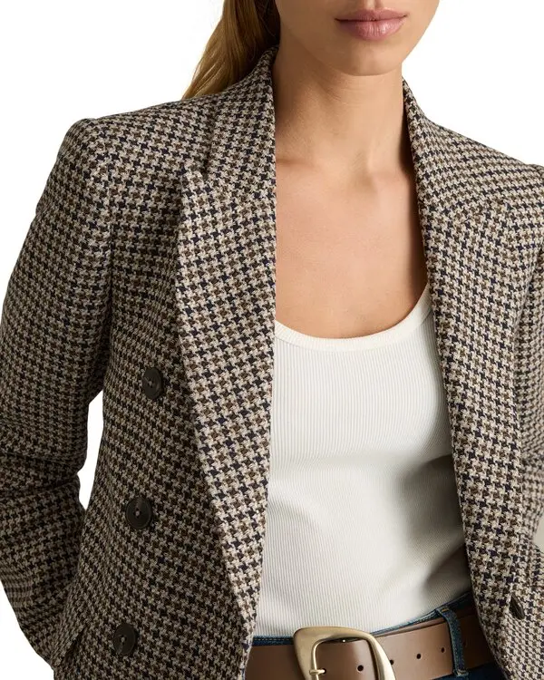 【海外限定】REISSブレザー☆Evie Check Textured Blazer, Navy/ Buy Reiss Navy Neutral Check Evie Cotton-Linen Double